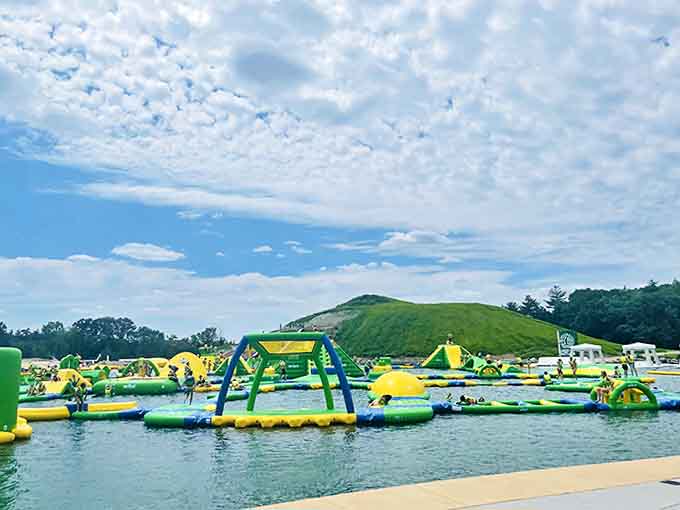 Navigate this water obstacle course with the grace of a swan or the chaos of a caffeinated squirrel &ndash; either works!