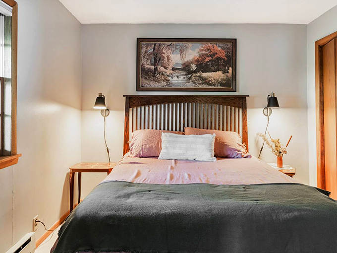 Sweet dreams guaranteed in this bedroom where quilted comfort meets historical charm, minus the backaches of actual 1920s mattresses.