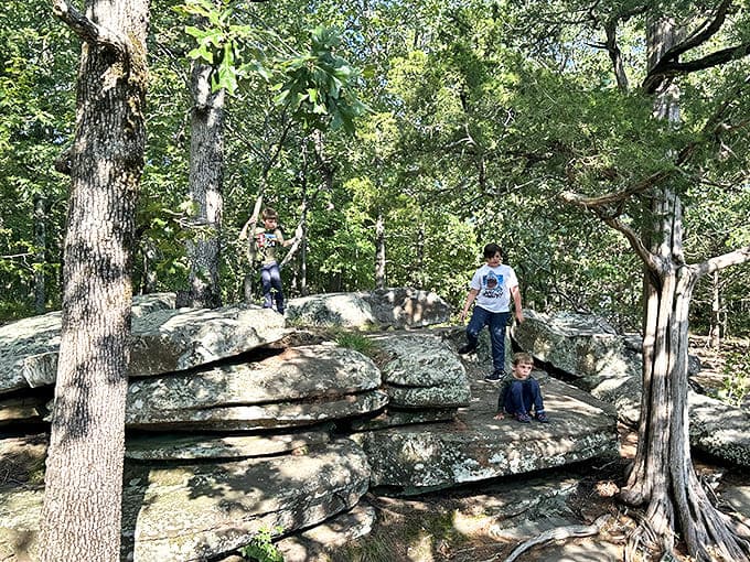 Kids instinctively understand that rocks this cool were meant for climbing, and honestly, the adults are just jealous they can't be as fearless.