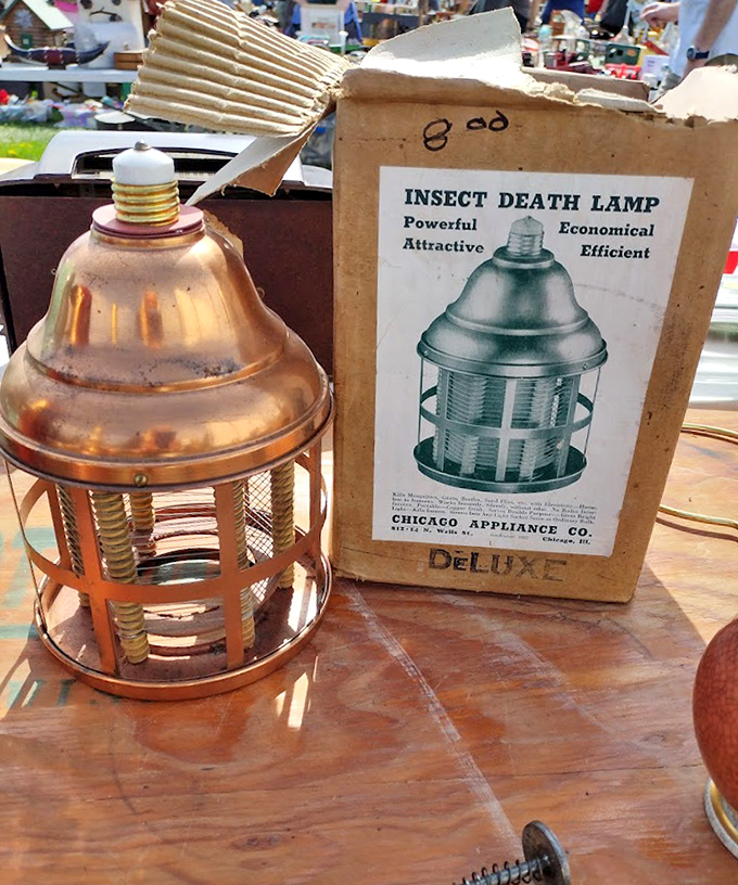 This "Insect Death Lamp" proves even pest control had style in yesteryear, complete with original packaging.