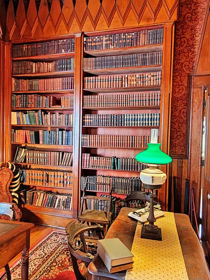 Bibliophiles beware &ndash; you might never want to leave this wood-paneled library with floor-to-ceiling bookshelves housing leather-bound treasures from another era.
