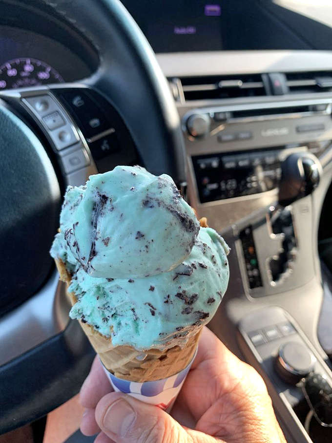 This isn't just mint chocolate chip &ndash; it's blue-green happiness in a cone that's worth every mile of the drive.