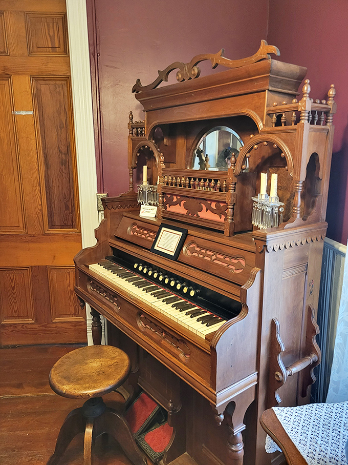 Not just decorative, this ornate organ once filled the house with music, entertaining guests in an era before Spotify and surround sound.