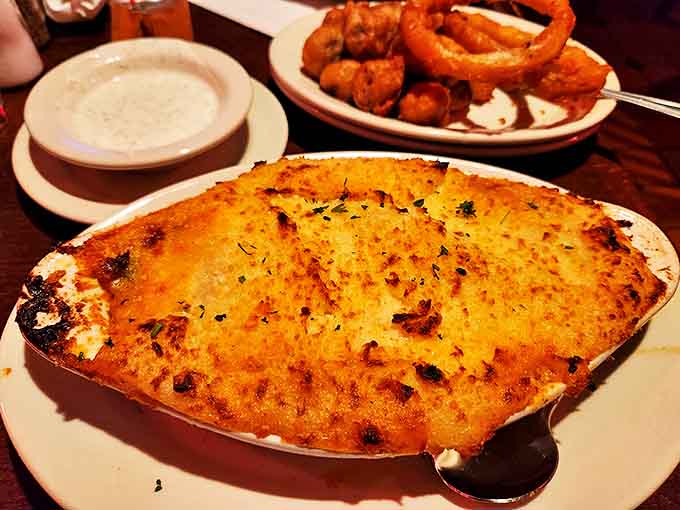 Golden-topped Shepherd's Pie that's worth crossing state lines for &ndash; a bubbling masterpiece of savory filling and creamy potato peaks.