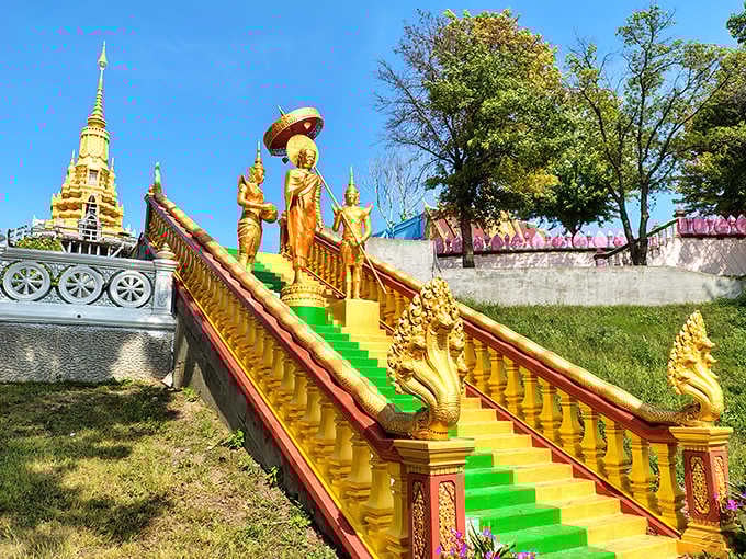 These weathered wooden steps invite adventure-seekers upward, promising panoramic views that make every huffing breath worthwhile.