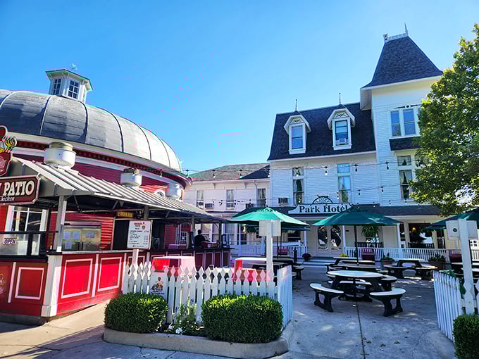 The Park Hotel's historic facade anchors downtown, its Victorian charm unchanged since welcoming its first island visitors generations ago.