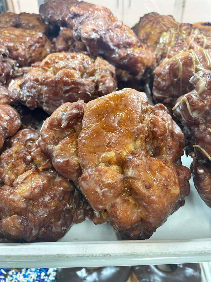 Apple fritters that could double as paperweights &ndash; gloriously glazed, cinnamon-spiced mountains of fried dough perfection.