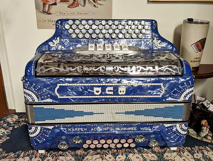 This stunning blue beauty from Karpek Accordion Manufacturing in Milwaukee represents Wisconsin's own contribution to accordion history.