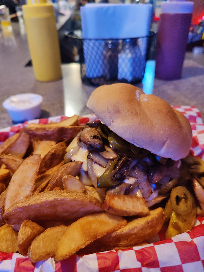 A perfectly stacked burger with all the fixings, simple food done right is the River Inn philosophy.