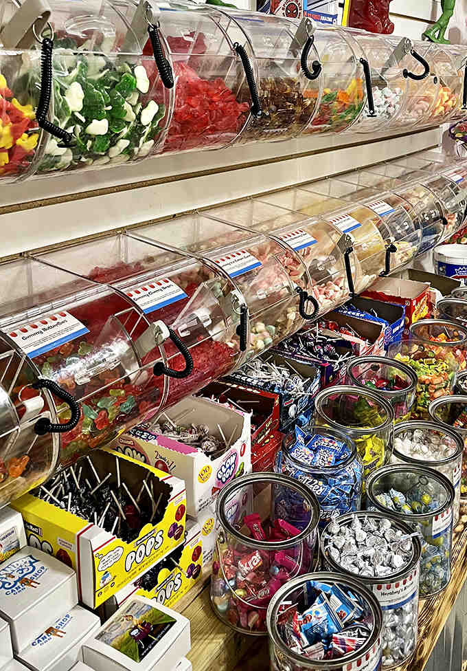 The pull-and-pick candy selection offers a rainbow of options that require serious strategic planning and perhaps a small sugar loan.