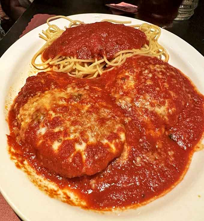 Chicken parmigiana that would make any nonna proud &ndash; tender cutlets swimming in homemade sauce with cheese that stretches for days.