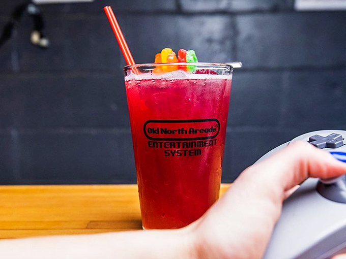 This isn't your childhood fruit punch &ndash; vibrant signature cocktails come garnished with gummy bears for a playful adult twist.