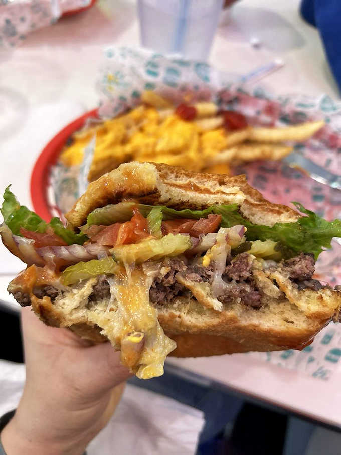 This cheeseburger understands the assignment and brought extra credit in the form of perfectly melted cheese and crispy edges.