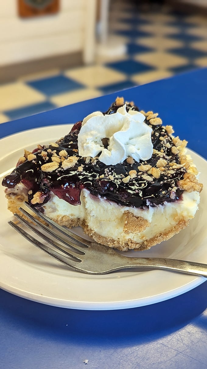 A perfect slice of blueberry pie &ndash; the deep purple filling practically bursting with wild North Shore flavor.