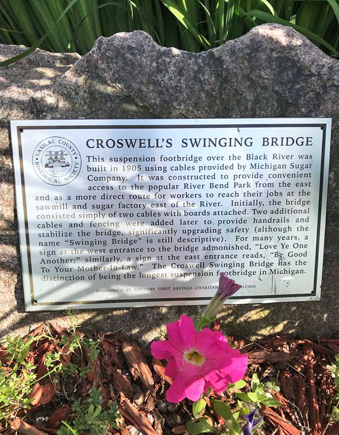 History comes alive through this informational marker, telling tales of a century-old crossing that's entertained generations of Michigan visitors.