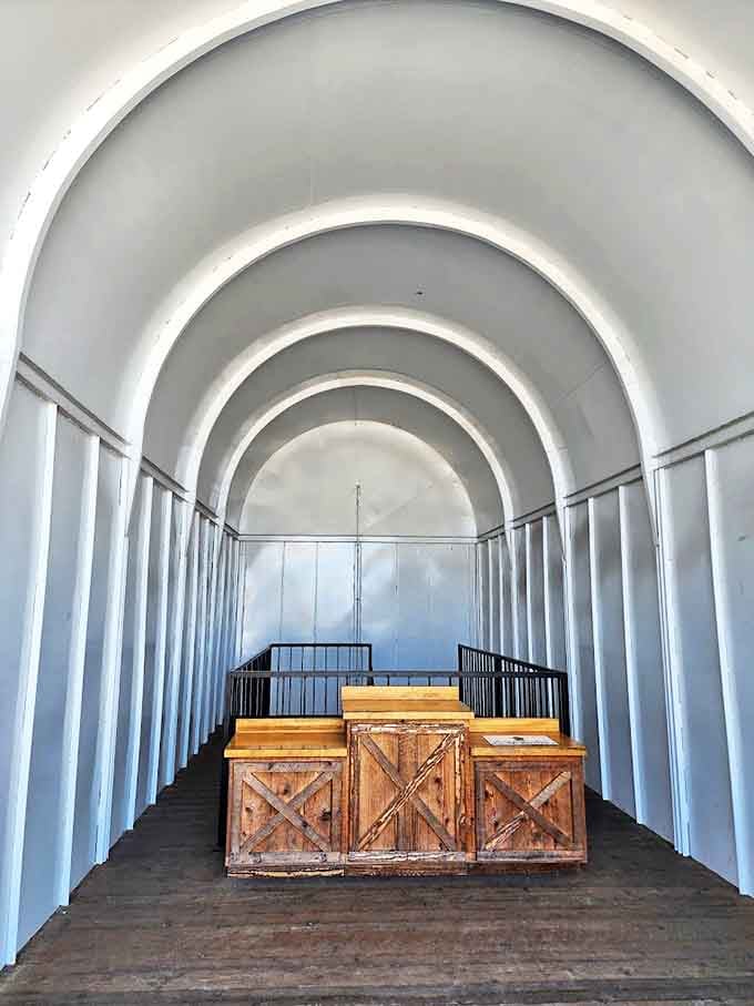 "Dear Mom, you won't believe where I'm mailing this from!" The interior mail drop makes sending postcards an experience worth writing home about.