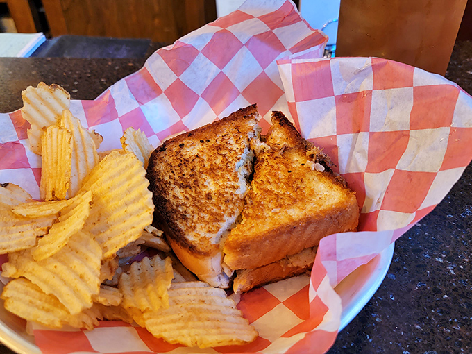 Golden-brown perfection &ndash; this grilled cheese sandwich proves King's Place mastery extends beyond their famous burgers.