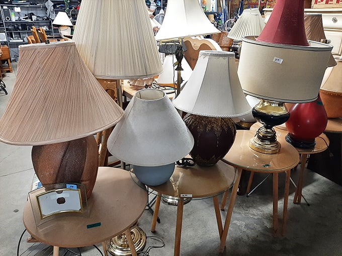 A forest of lamps waiting to brighten someone's reading nook &ndash; some elegant, some quirky, all with illuminating potential.