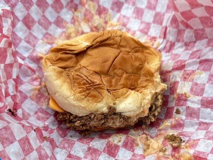 The Original Hamburger in all its loose-meat glory &ndash; a beautiful mess of seasoned beef that's worth every napkin you'll need.