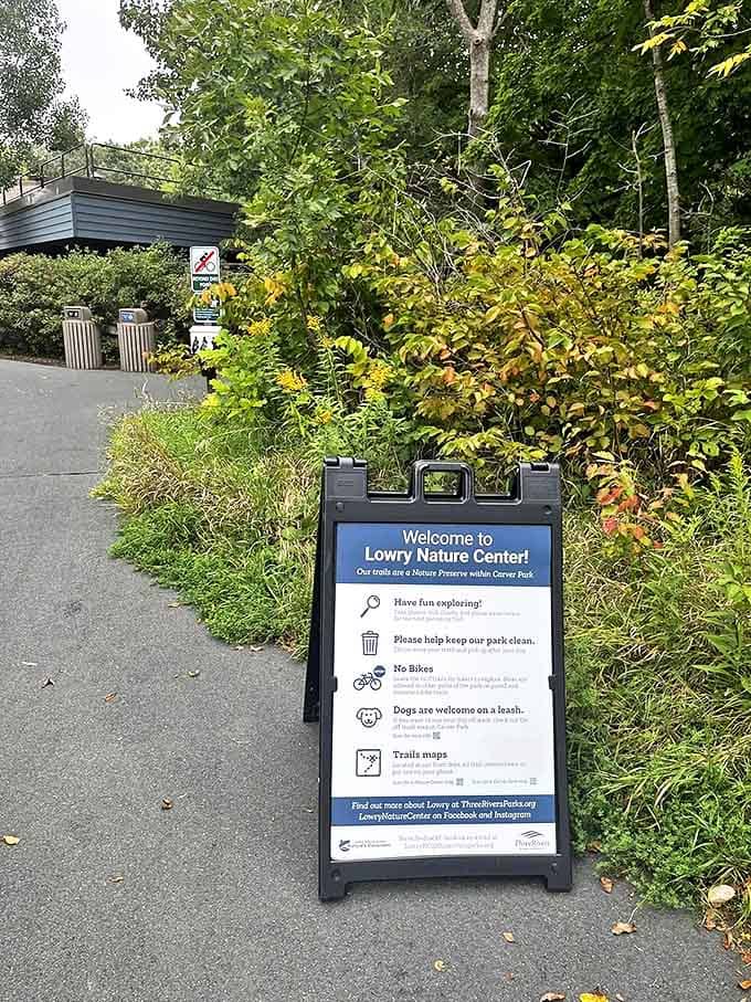 The welcoming gateway to wilderness adventures, where even the sign seems to say, "Come on in, the nature's fine!"