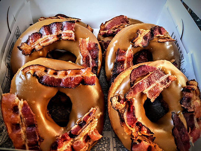 Maple bacon donuts &ndash; where savory meets sweet in a harmony so perfect, it might bring a tear to your eye between bites.