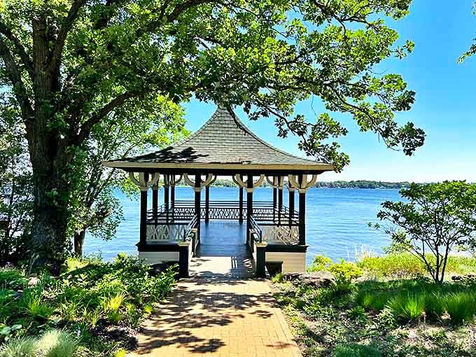 Noerenberg Gardens' lakeside gazebo has witnessed more romantic moments than a lifetime of Valentine's Days, all with Minnesota's best backdrop.