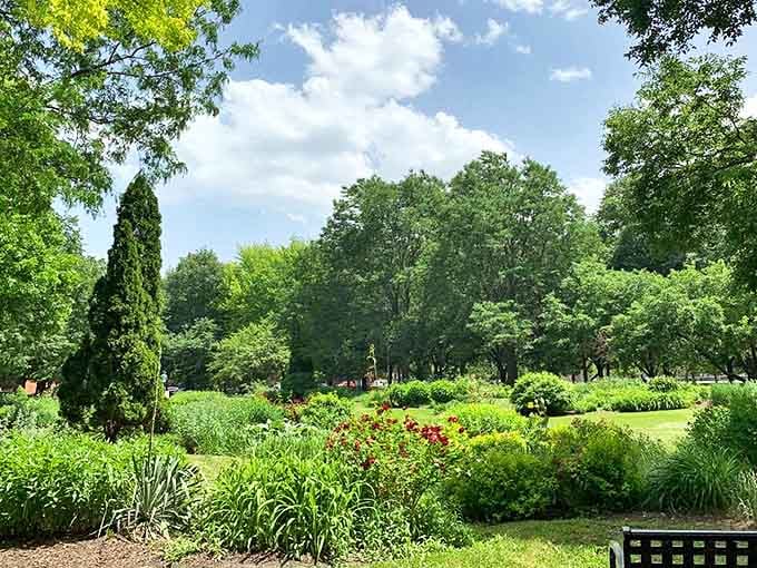 Lush greenery creates a peaceful retreat in the park, where visitors can escape the urban hustle and imagine themselves in the Emerald City.