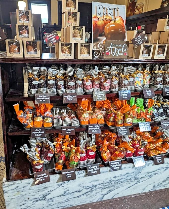 The packaged candy display transforms treats into treasures, each bag and box promising a portable piece of joy.