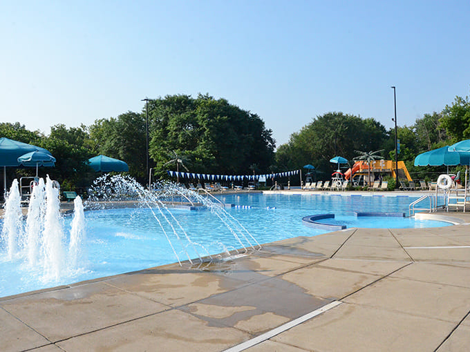 Crystal clear waters invite visitors to dive in and escape the Midwest heat in this community oasis.