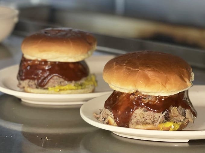Pulled pork sandwiches that make you question everything you thought you knew about barbecue &ndash; tender, saucy, and gloriously messy.