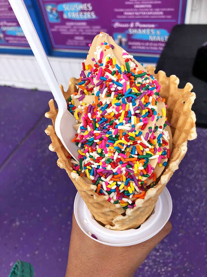 Salted caramel custard wearing a party dress of rainbow sprinkles &ndash; proof that sometimes more is definitely more.