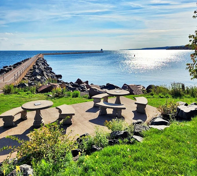 These sturdy stone picnic tables have hosted countless sandwiches with a side of spectacular views &ndash; possibly Minnesota's most scenic lunch spot.