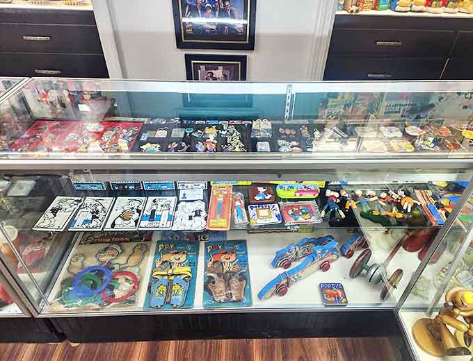 Vintage toys and rare collectibles fill display cases like buried treasure finally brought to light for fans to marvel at and enjoy.