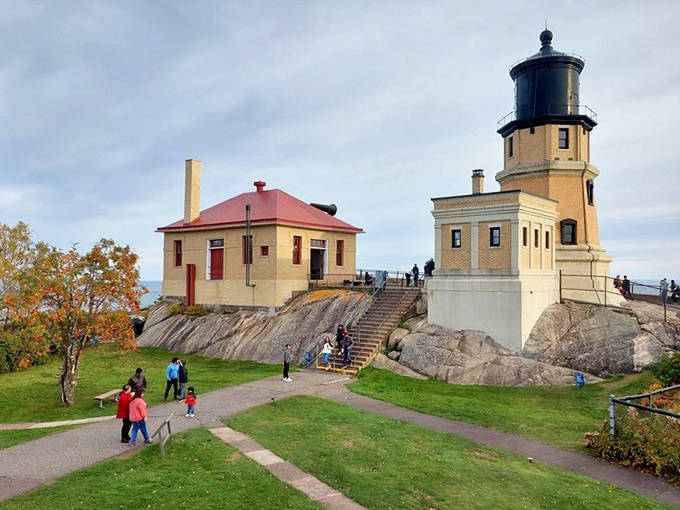 Visitors explore the grounds, each secretly wondering if lighthouse keeper jobs are still available in today's job market.