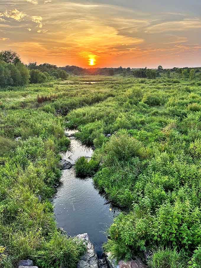 When the sun bids farewell over Blue Mounds' prairie, it puts on a light show that makes Broadway productions look like amateur hour.