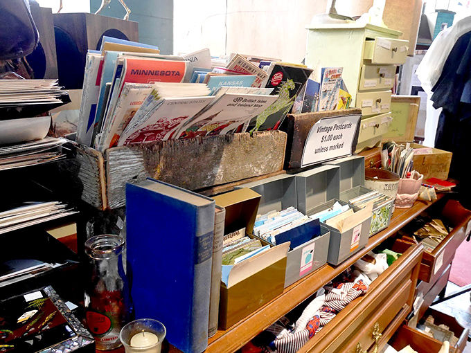 Postcards from places near and far offer windows into strangers' adventures, their faded messages capturing moments frozen in time.