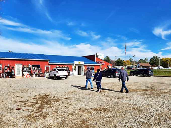 Treasure hunters make their pilgrimage across the gravel lot, drawn by the siren call of nostalgia and unexpected finds.