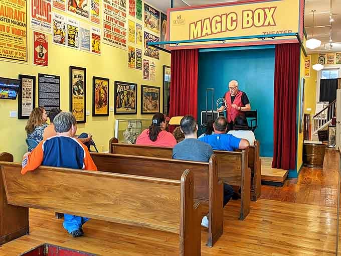 The intimate Magic Box Theater offers live performances where visitors become part of the show. Those wooden pews have witnessed countless gasps of amazement!