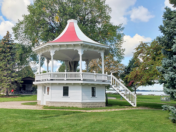 The bandstand's classic design whispers of summer concerts and community gatherings &ndash; Norman Rockwell couldn't have painted a more perfect scene.