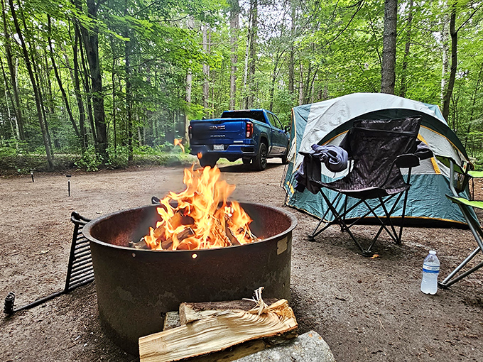 The original Netflix: flames dancing in a campfire ring while the day's adventures become tonight's stories.