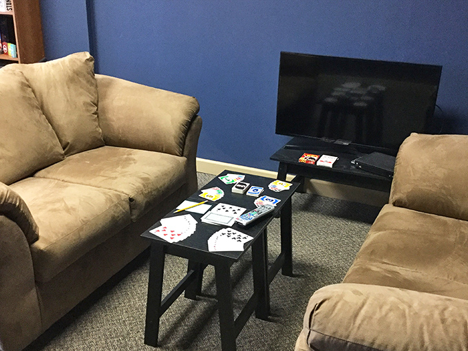 Cozy couches create the perfect setting for casual card games, proving that comfort and competition make excellent companions.