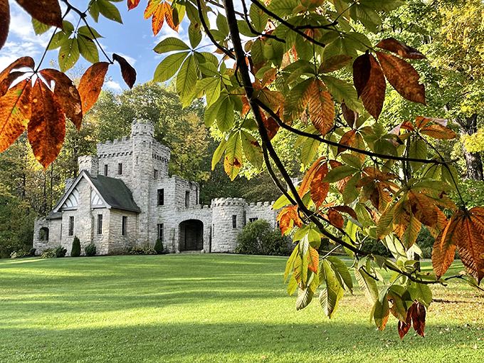 The castle's weathered stone exterior stands proudly against time and elements, a stubborn reminder that dreams can be both unfinished and perfect.
