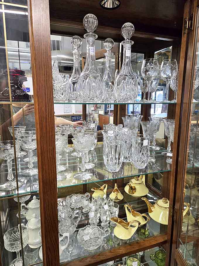 Crystal and glassware that would make your grandmother swoon &ndash; catching light in ways that modern reproductions simply can't match.