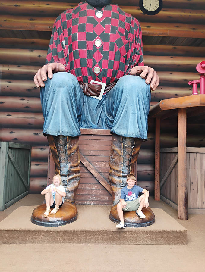 Those massive lumberjack boots make the perfect bench for tired little legs &ndash; and an irresistible photo opportunity for families.