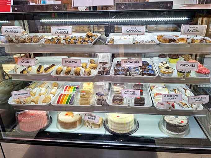 The pastry case is like a United Nations of sweets&mdash;cannoli, baklava, &eacute;clairs, and rainbow cookies creating a colorful, irresistible display of temptation.