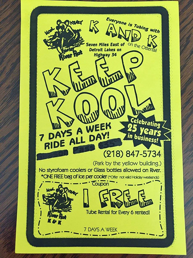 The neon yellow promotional flyer promises what every Minnesotan craves: "KEEP KOOL" all summer long on the river.