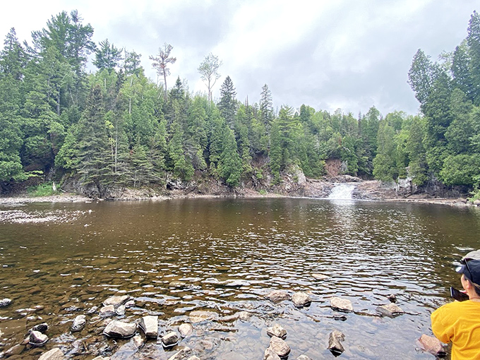 The Baptism River stretches out like nature's infinity pool, proving you don't need a resort membership for a million-dollar view.