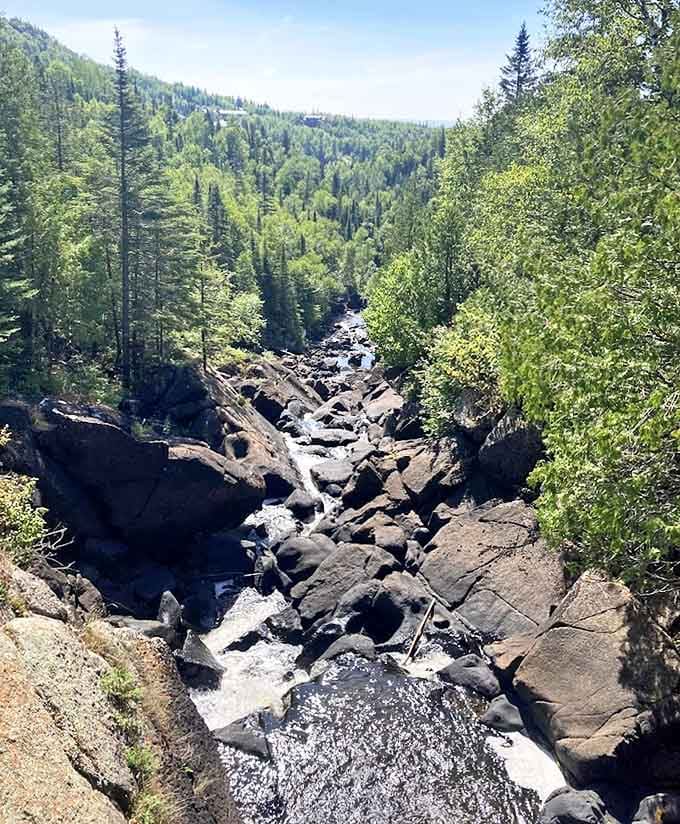 The Temperance River carves its determined path through ancient bedrock, a reminder of nature's patient persistence.