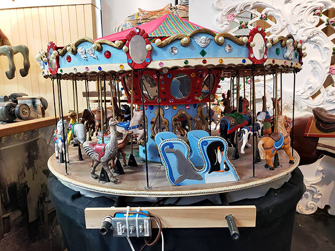 Miniature marvels pack the same punch as their full-sized cousins, this pocket-sized carousel demonstrating the artistry scaled down but not diminished.