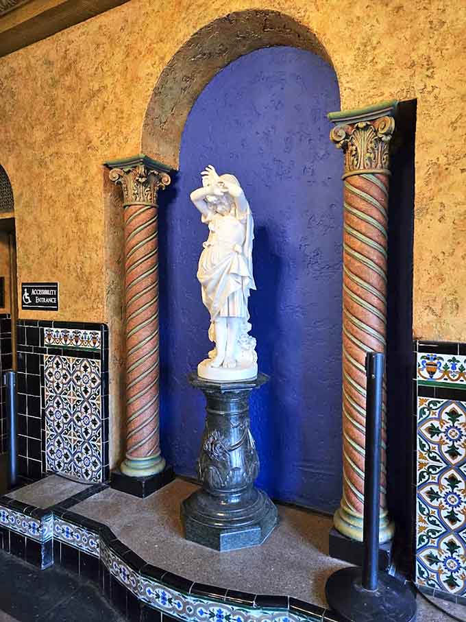 Classical statuary stands guard in blue-hued alcoves, silent witnesses to nearly a century of performances that have moved Jacksonville audiences.